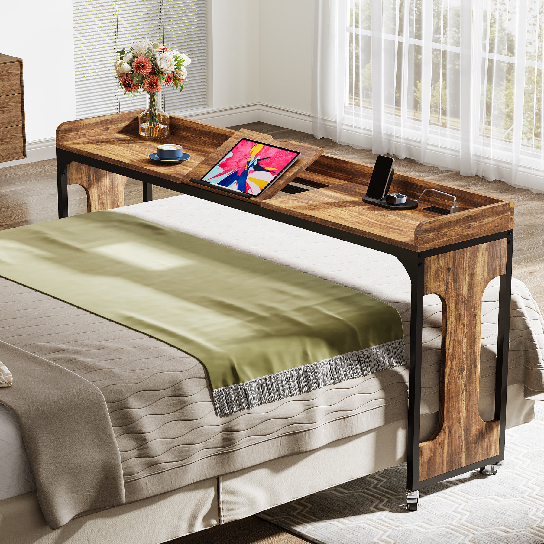 17 Stories 71" Queen Size Overbed Table with Wheels & Reviews | Wayfair
